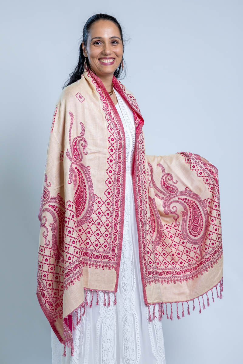 Double-Sided Shawl, paisley blossom